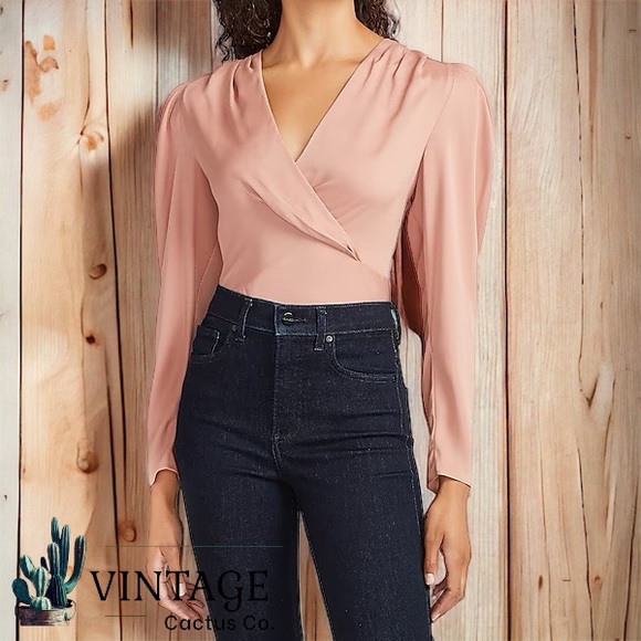 Express | Tops | Nwt Express Pleated Puff Sleeve Deep V Womens Top ...